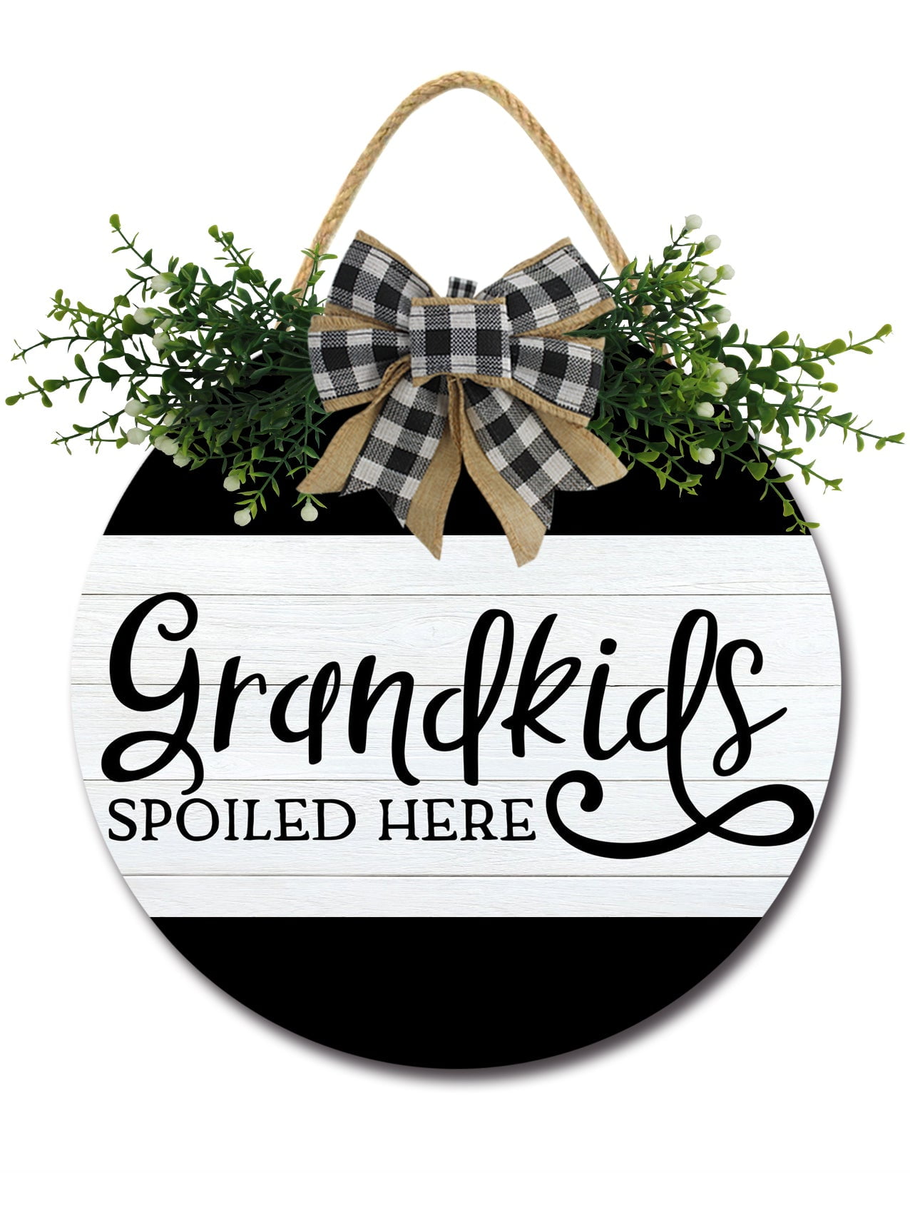 Grandkids Spoiled Here Sign Front Door Porch Decorations, Round Rustic ...