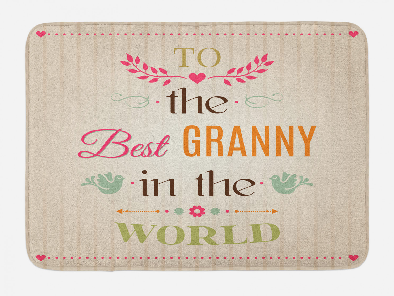 Grandma Bath Mat, Best Granny Quote with Bird Silhouettes Leaves and ...