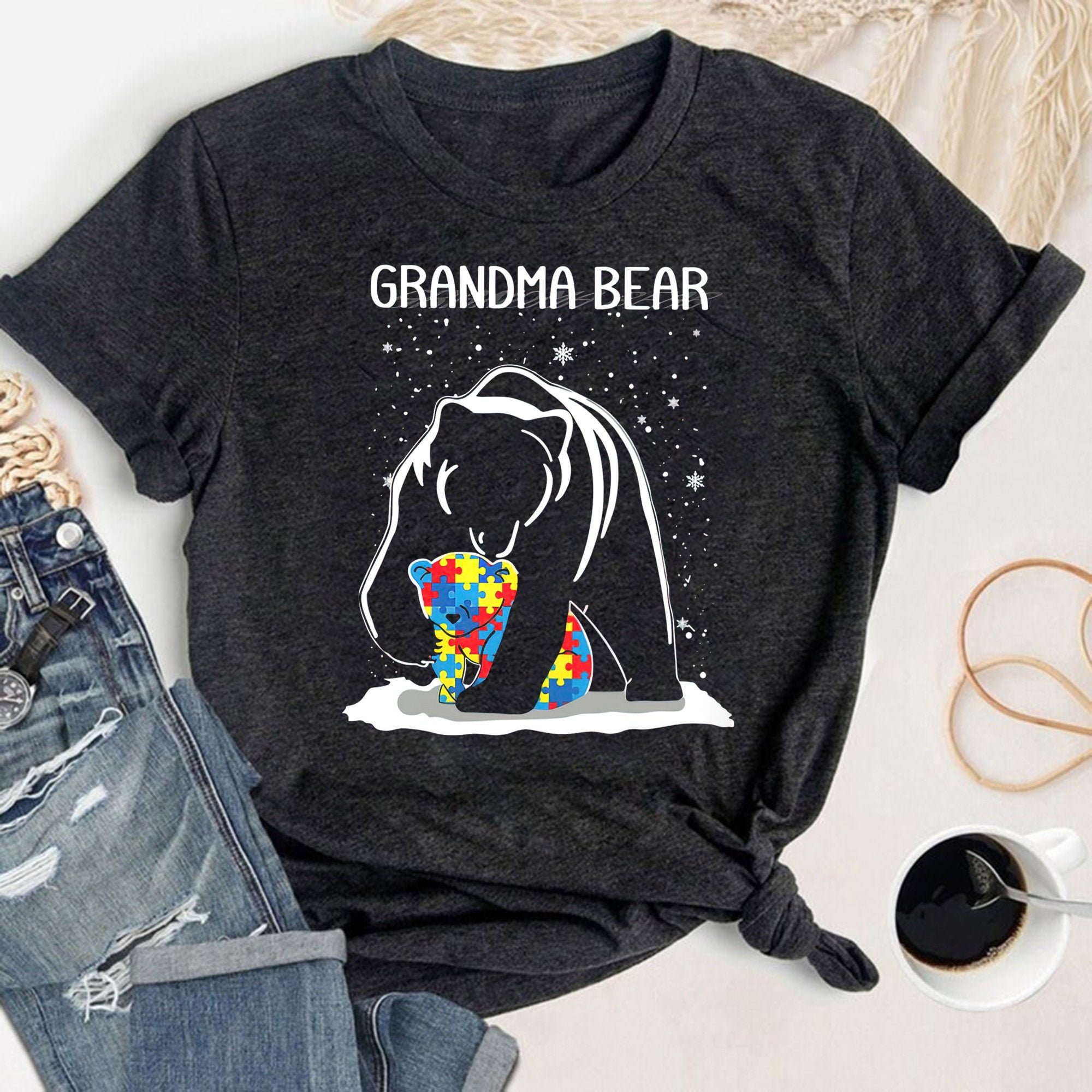 Grandma Bear Autism Awareness Shirt, Autism Awareness month, Autistic ...