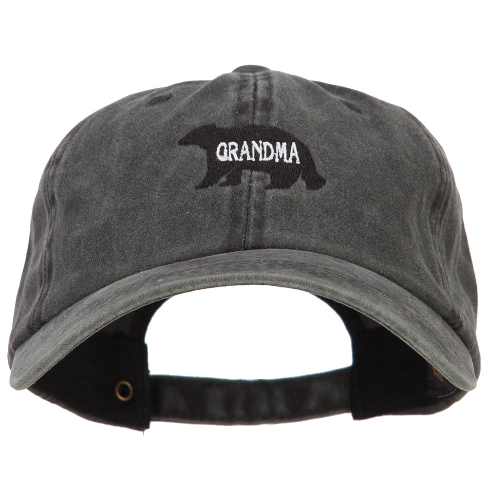 Grandma Bear Embroidered Washed Cotton Twill Cap - Black OSFM - Walmart.com