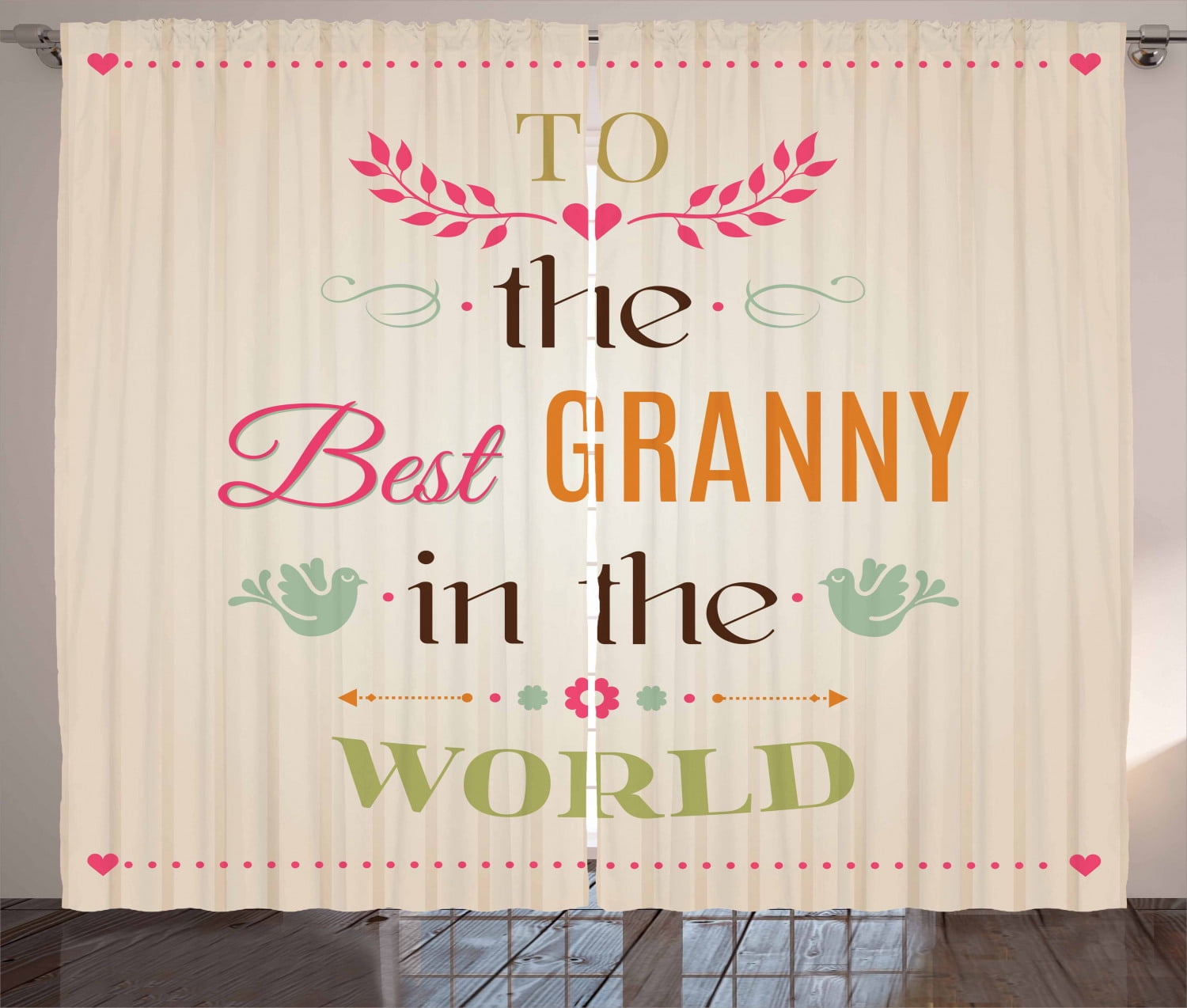 Ambesonne Grandma Curtains 2 Panel Set, Ornamental Pattern, 108" x 63 ...