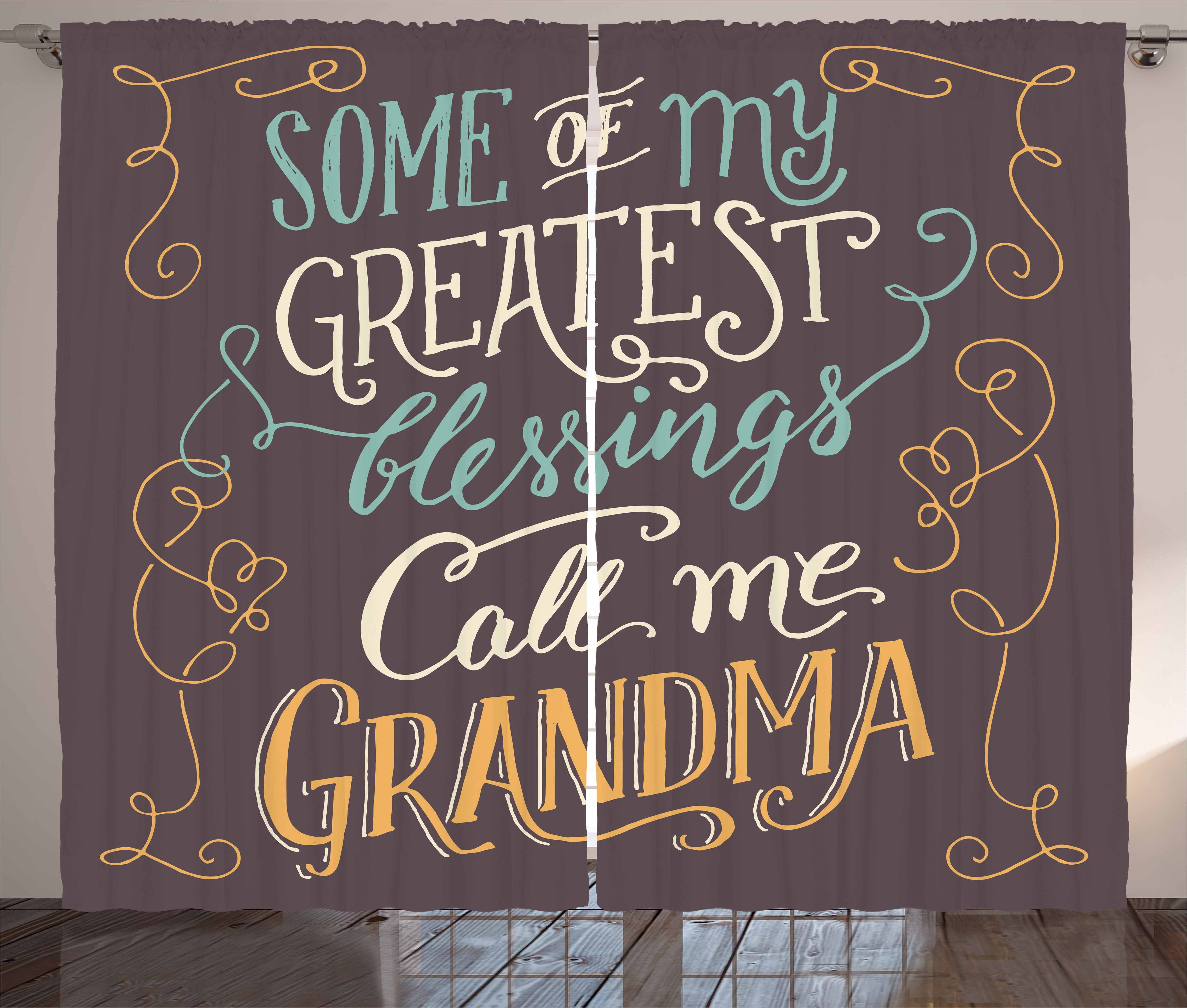 Ambesonne Grandma Curtains 2 Panel Set, Greatest Words, 108" x 84 ...