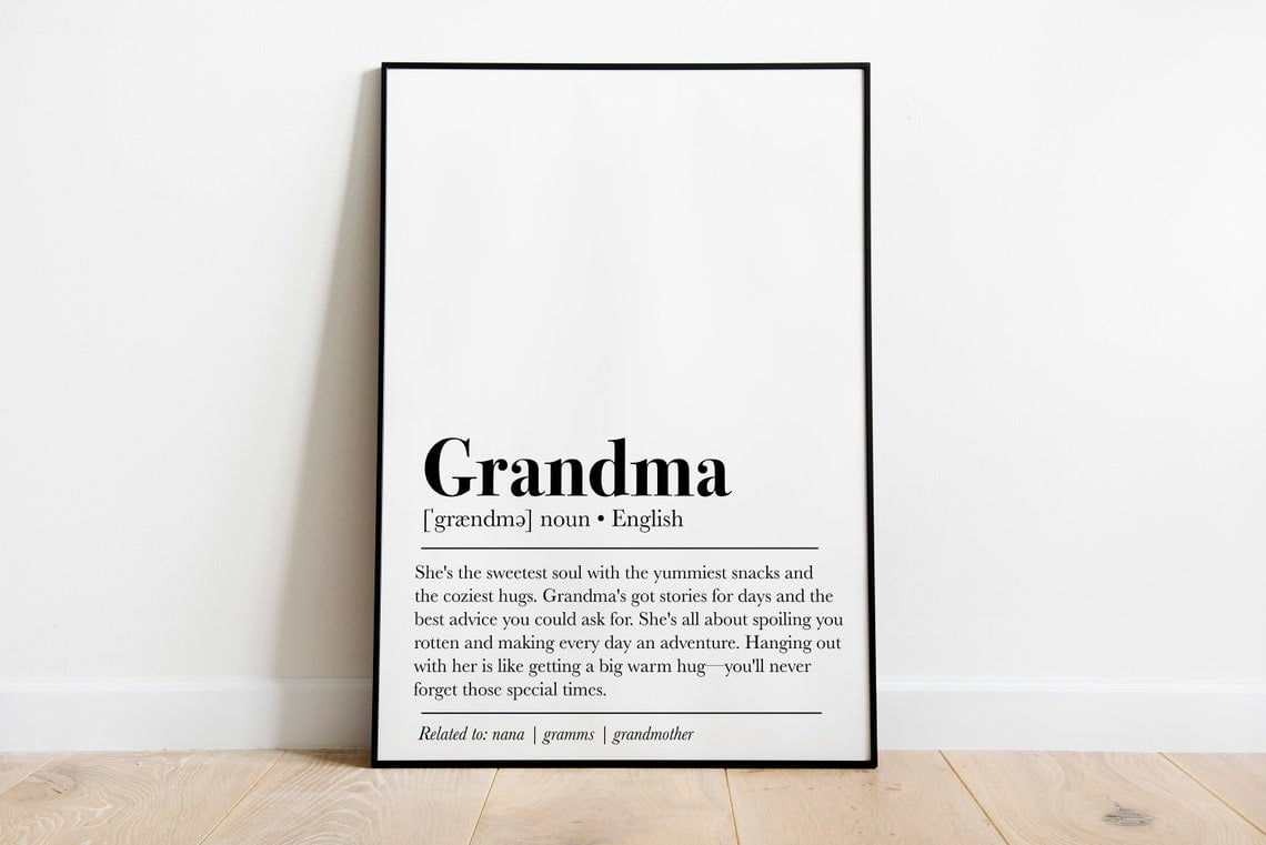 Grandma Definition Print, Grandma Wall Art, Grandma Poster, Grandma ...