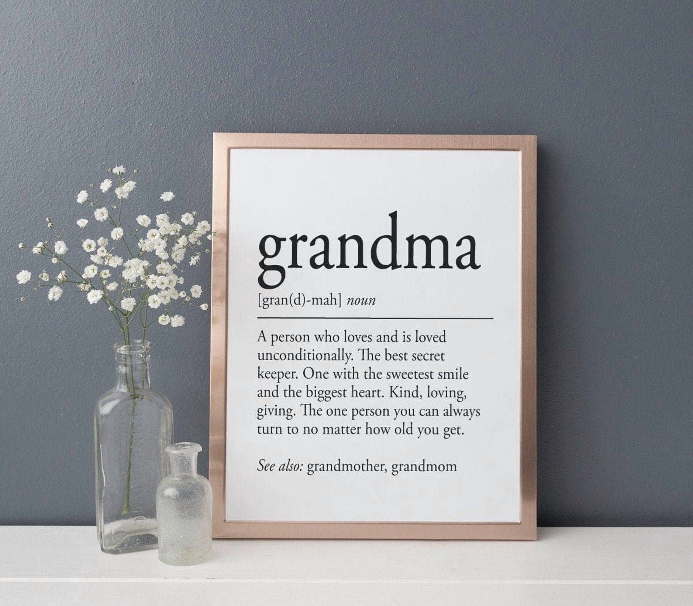 Grandma Definition Sentimental, Grandma Grandmother, Ing Art UNFRAMED ...