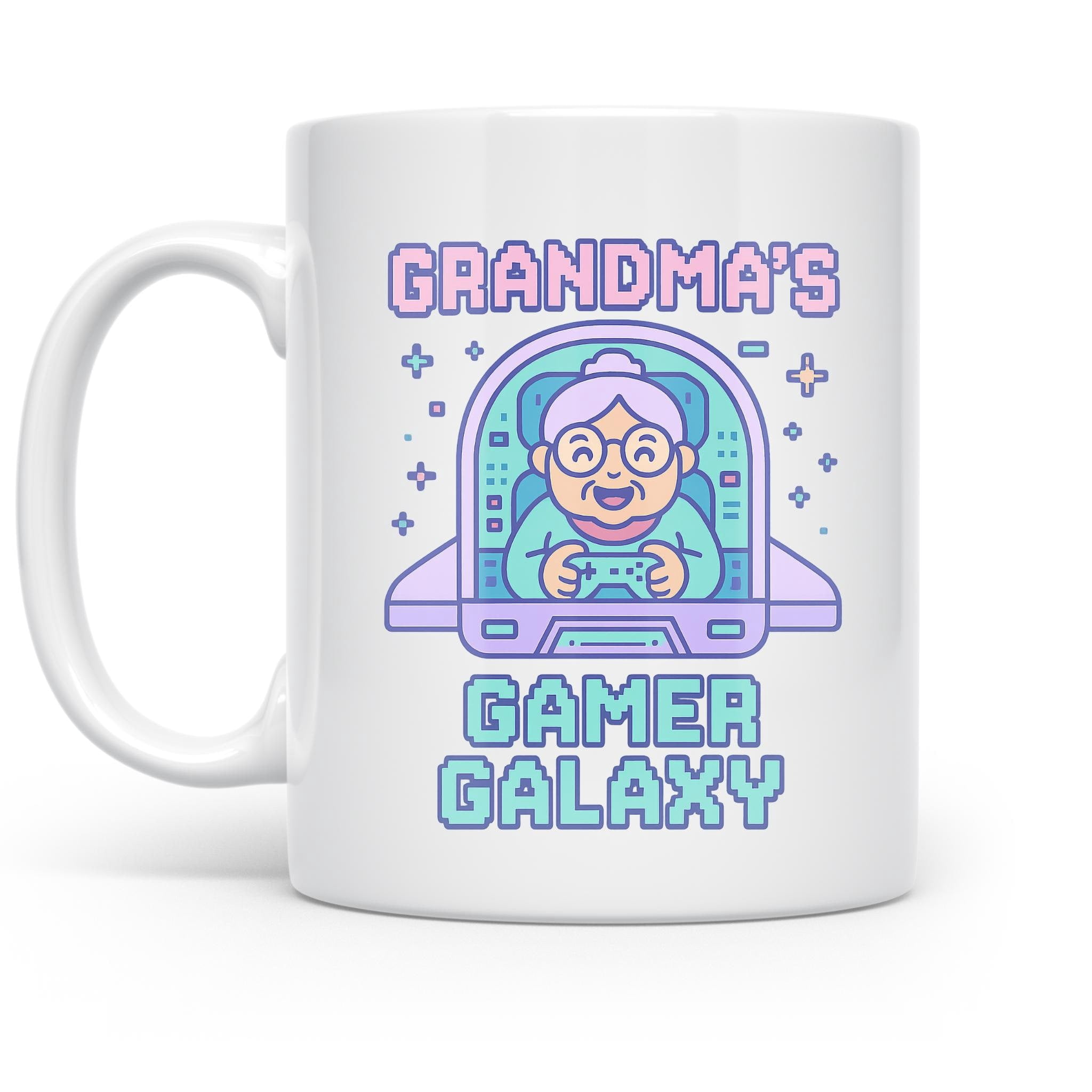 Grandma Gamer 11 oz Coffee Mug - Retro Pixel Art White Ceramic Gift ...