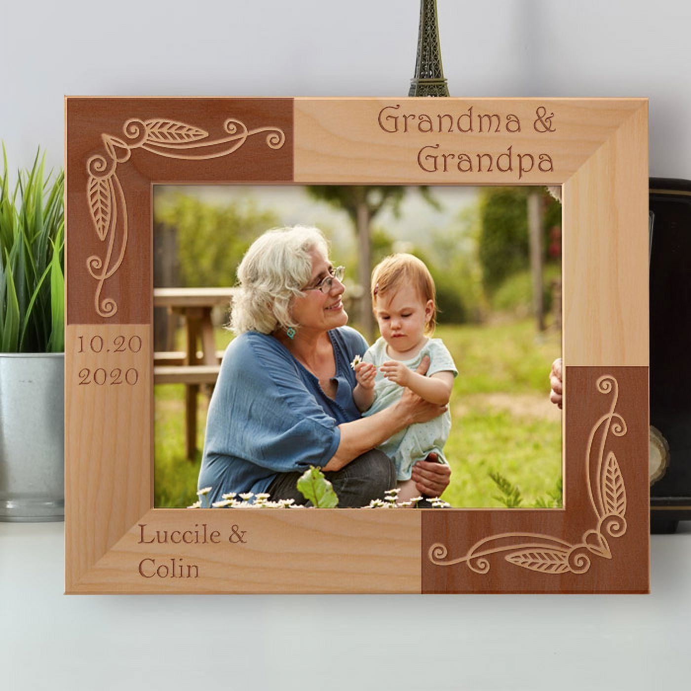 Grandma & Grandpa Personalized Wooden Frame-10" x 8" Brown Horizontal ...