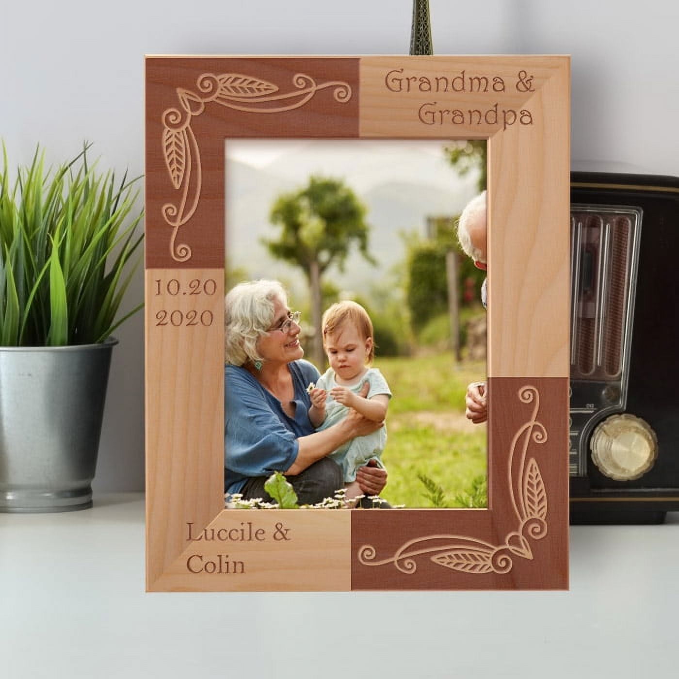 Grandma & Grandpa Personalized Wooden Frame 5" x 7" Brown (Vertical ...