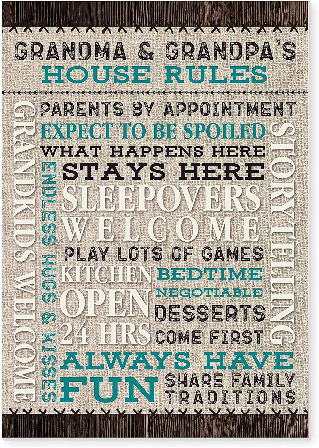 Grandma & Grandpa's House Rules Rustic Wood Sign 12x18 - Walmart.com