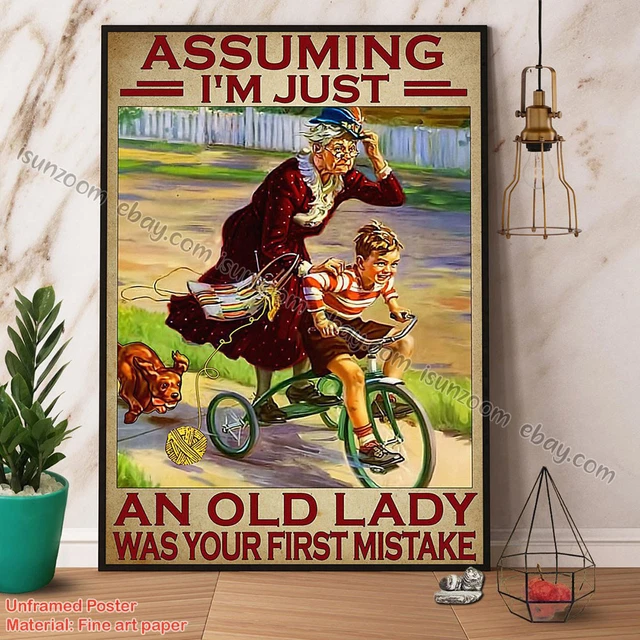 Grandma & Grandson I'M Just An Old Lady Dog Run Wool Roll Paper Poster ...