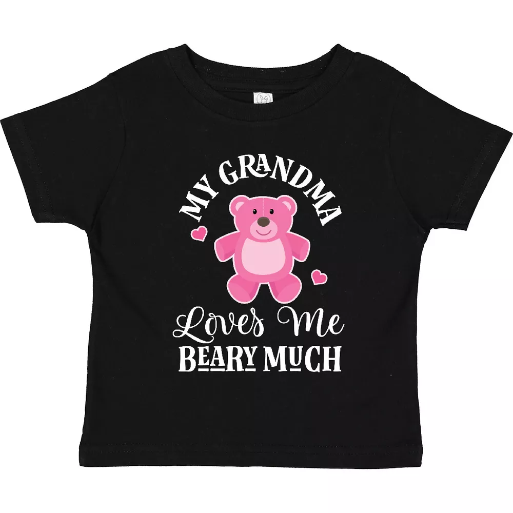Grandma Loves Me Girls Bear Toddler T-Shirt Grandmother Clothing Child Baby Clothing, Gift for ...