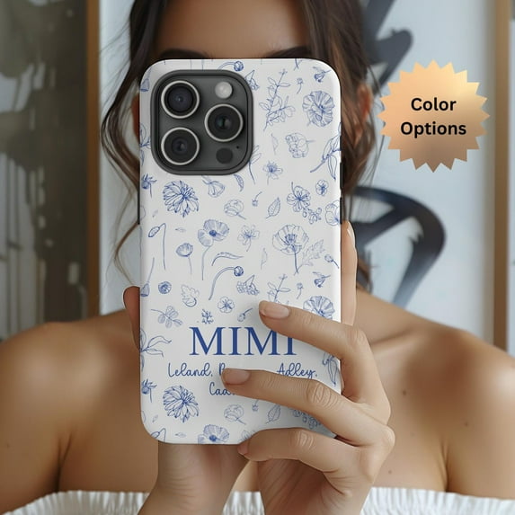 Grandma Mimi Kids Names Mothers Day Phone Case 17 16 15 14 13 12 11 Pro ...