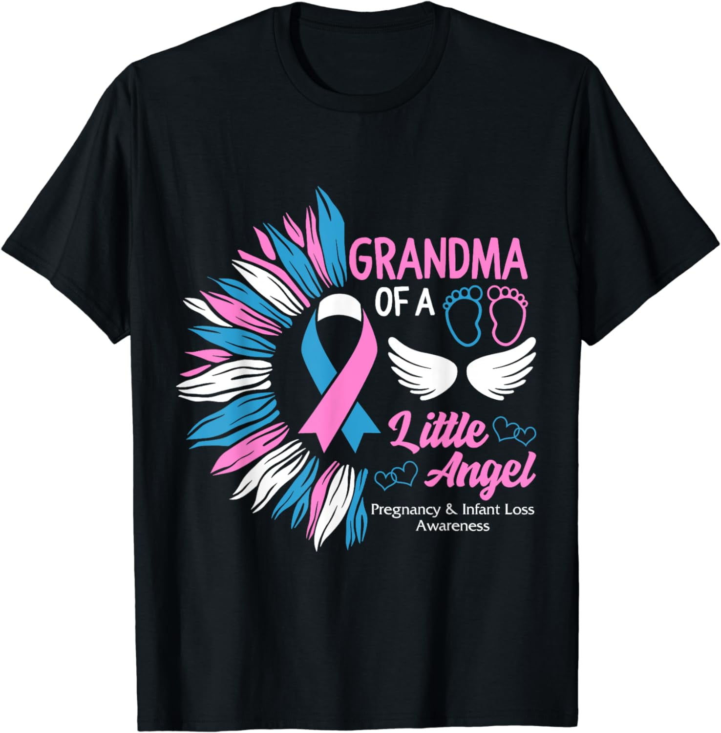 Grandma Of Little Angel Pregnancy Infant Loss Awareness Mom T-Shirt ...