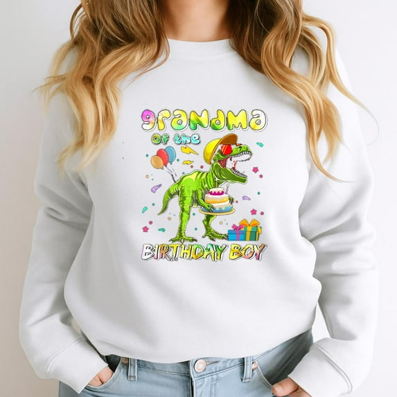 Grandma Of The Birthday Boy Funny Matching Family Dinosaur Gift Graphic ...