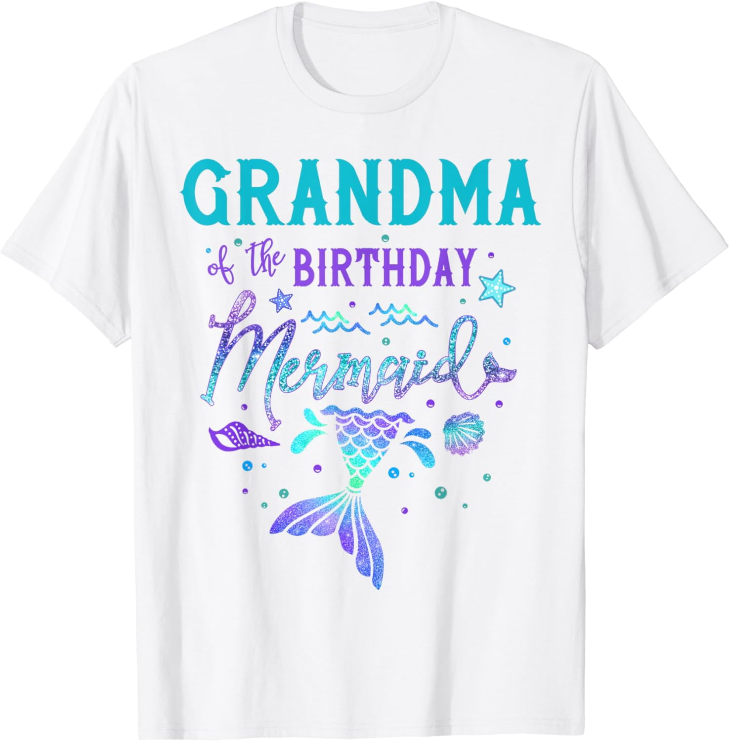 Grandma Of The Birthday Mermaid Theme Party Squad Security T-Shirt ...