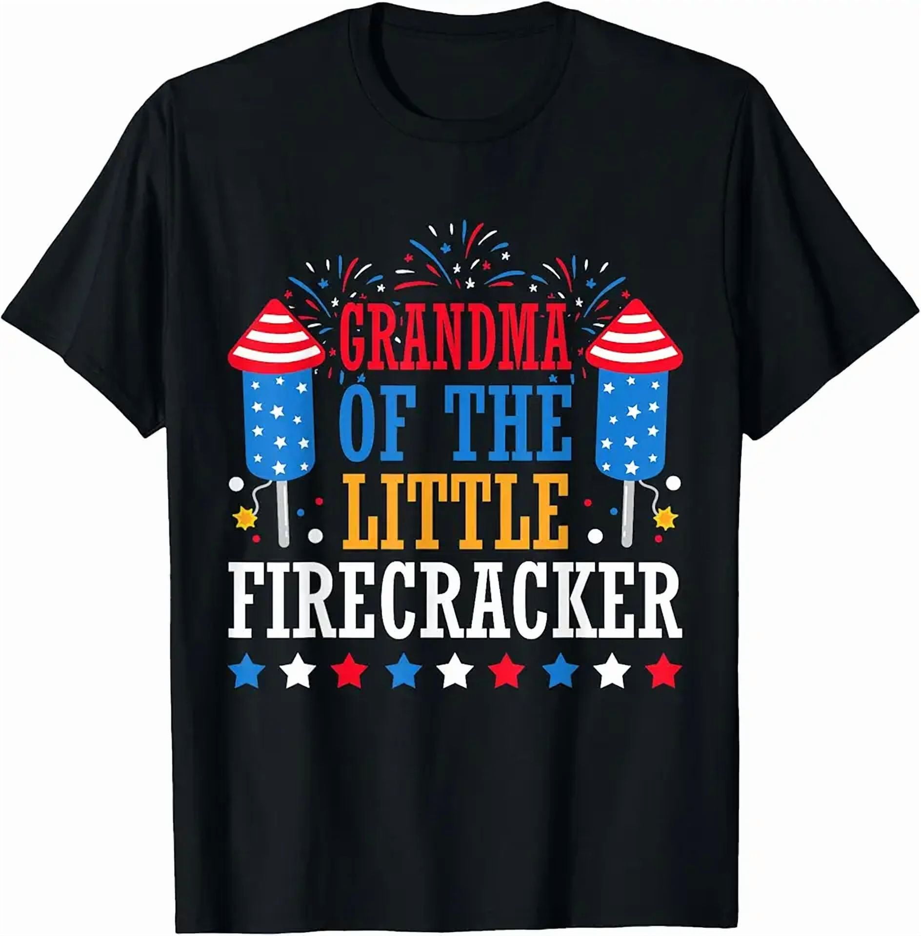 Grandma Of The Little Firecracker 4th of July Fireworks Women Men T ...
