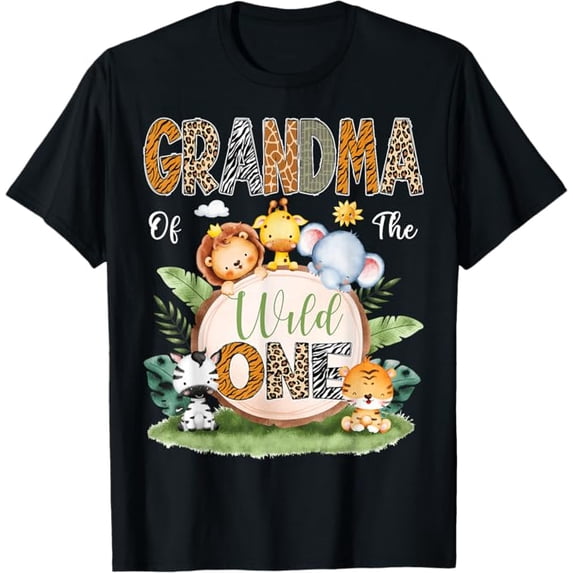 "Grandma Of The Wild One 1st Birthday Safari Jungle T-Shirt with ...