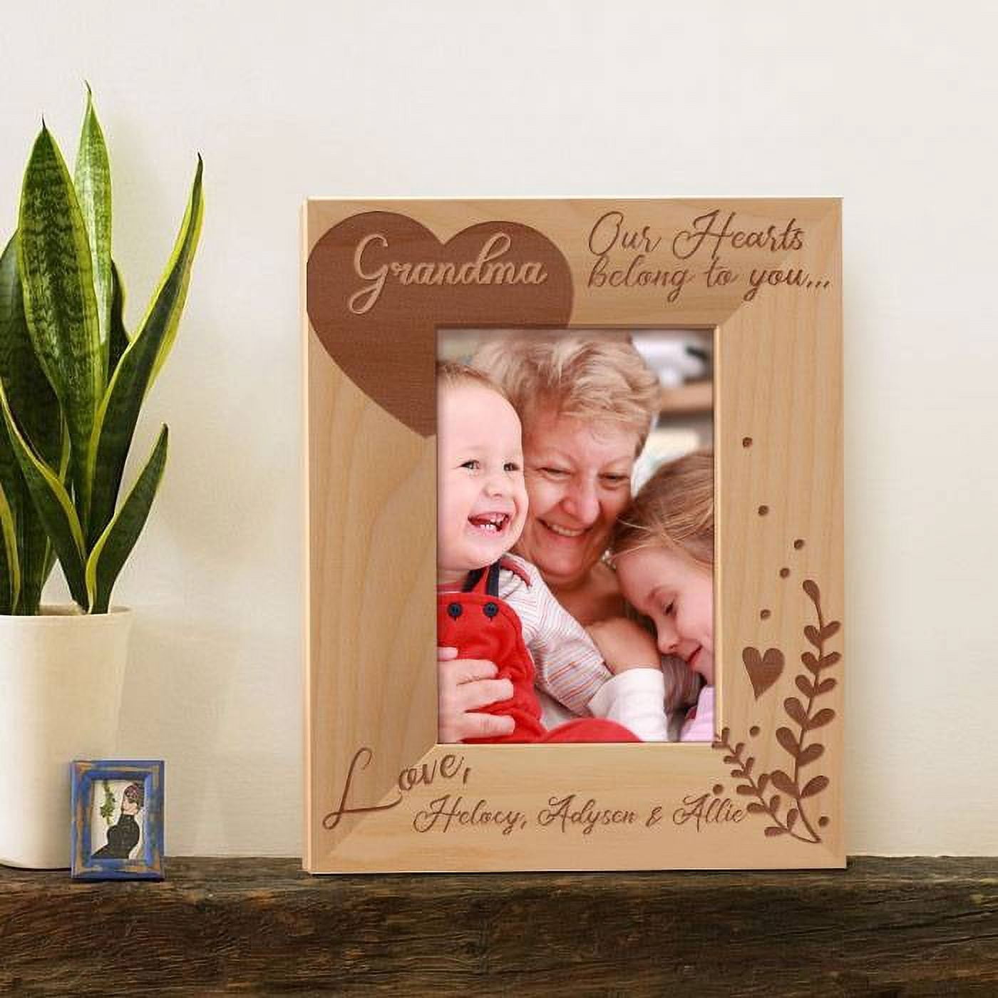 Grandma Our Hearts Belong to You Personalized Wooden Picture Frame 3 1/ ...