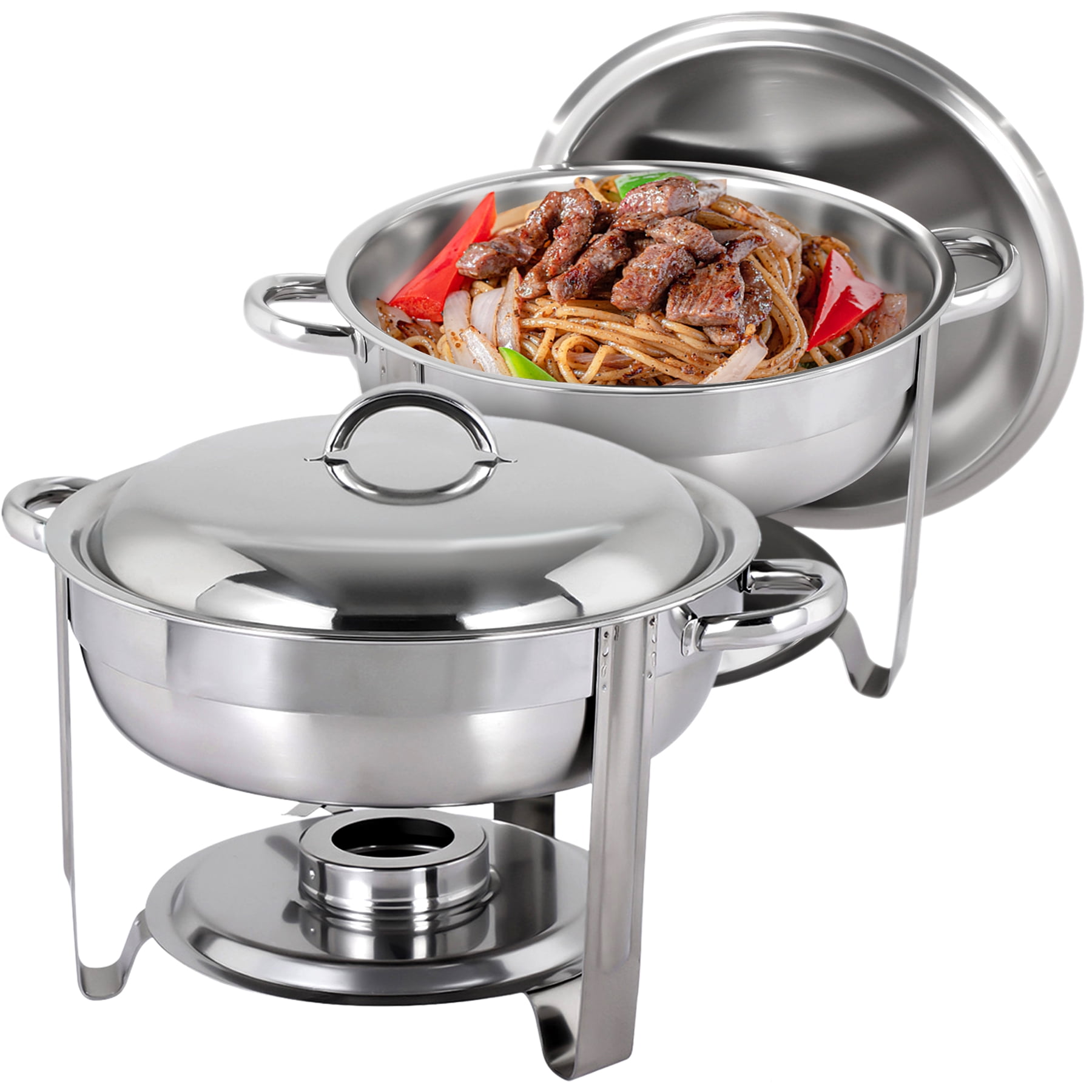 Grandma Shark 2PC 5 Qt/5.6L Round Stainless Steel Buffet Set with Fuel ...