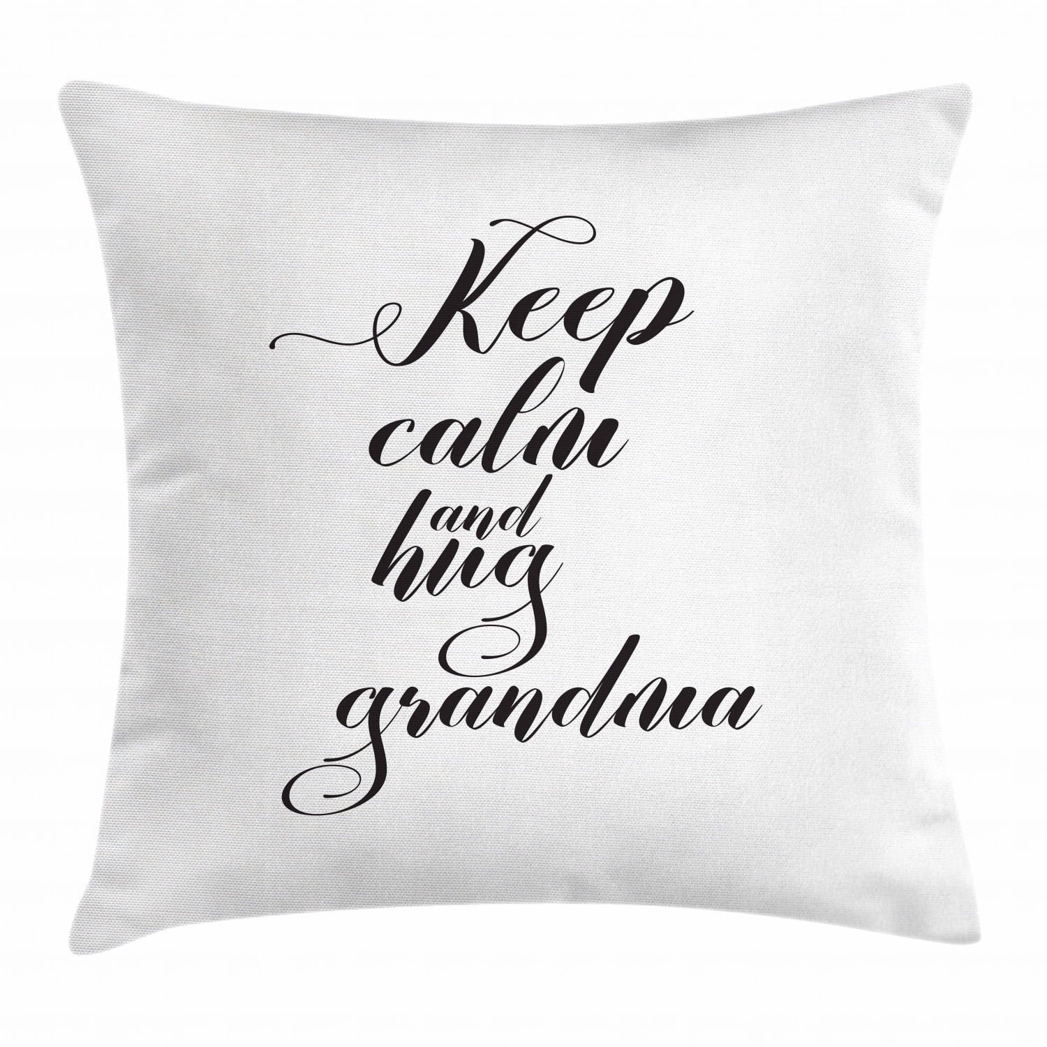 Grandma Throw Pillow Cushion Cover, Monochrome Hand Lettering ...