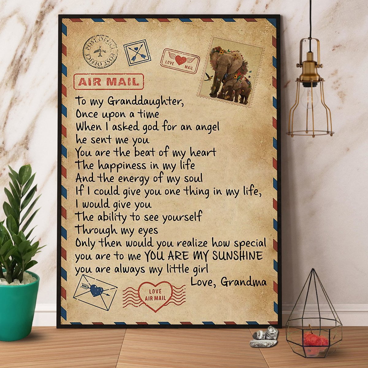 Grandma To My Granddaughter You Are My Sunshine Air Mail Paper Poster ...