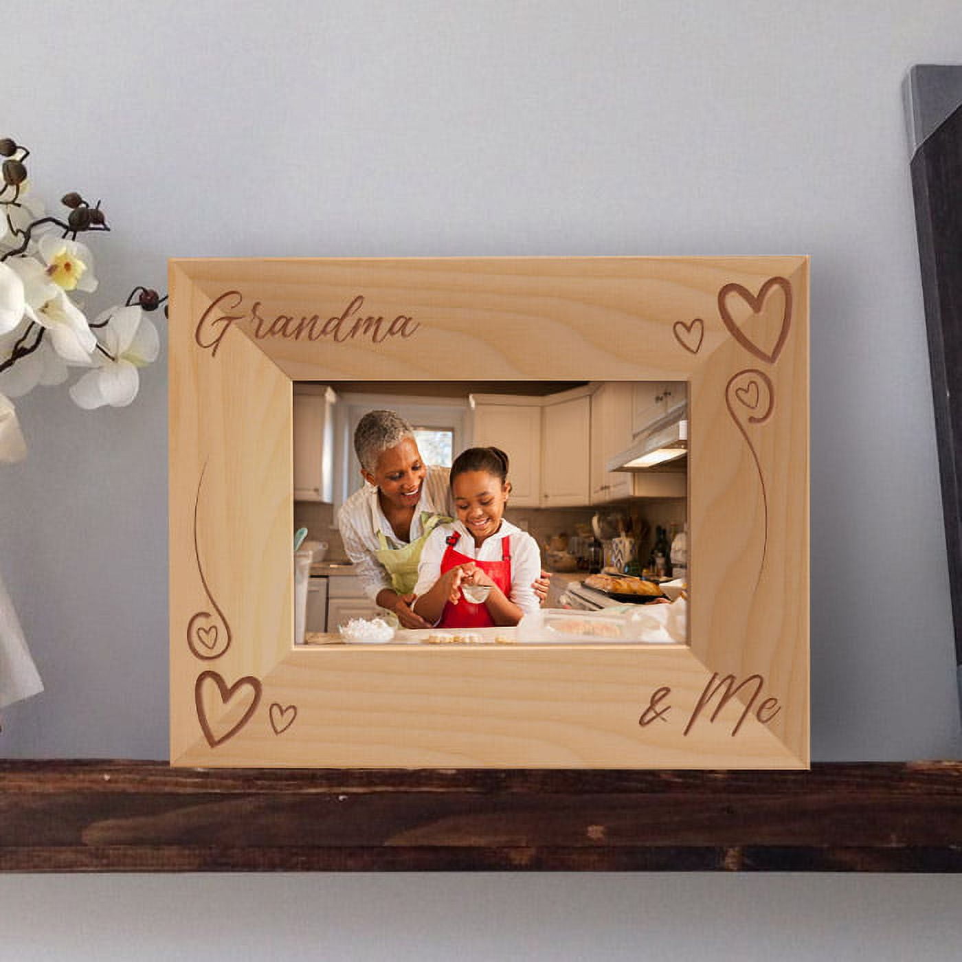 Grandma and Me Personalized Wooden Picture Frame-5" x 3 1/2" Brown ...