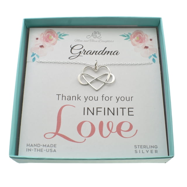 Necklace for Grandma. 925 Sterling Siver. Infinity Heart and Cable ...
