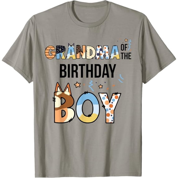 Grandma of the Birthday Party Blue Dog Lover T-Shirt with Whimsical ...