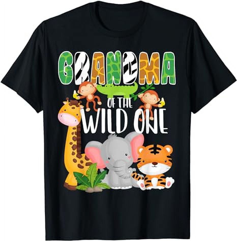 Grandma of the Wild One Zoo Theme Birthday Safari Animals T-Shirt ...