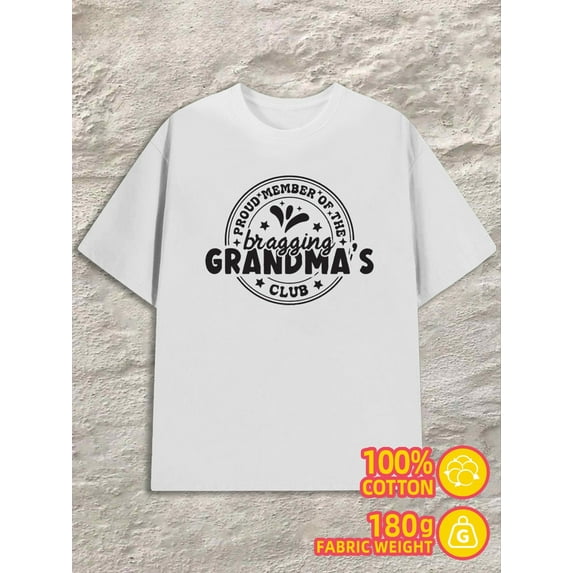 Grandma's Club T-Shirt mens 180G 100% Cotton white Basic Unisex Shirt ...