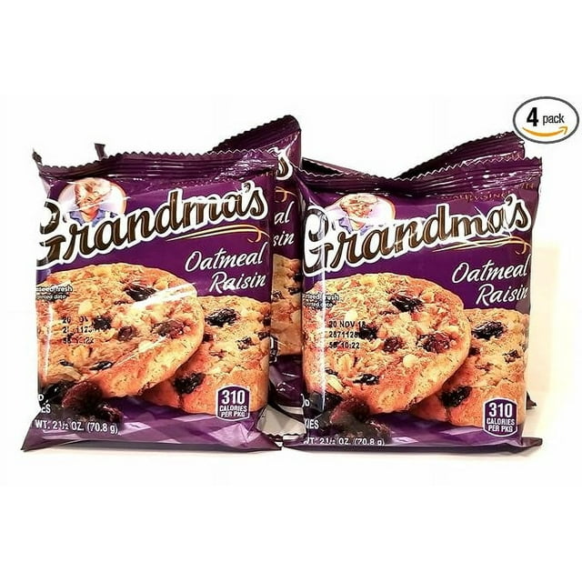 Grandma's Cookies Oatmeal Raisin Flavored 4 Packs 2 per pack - Walmart.com