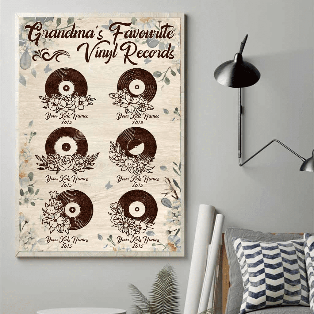 Grandma's Favourite Vinyl Records Personalize Poster 16 x 24 Inch ...