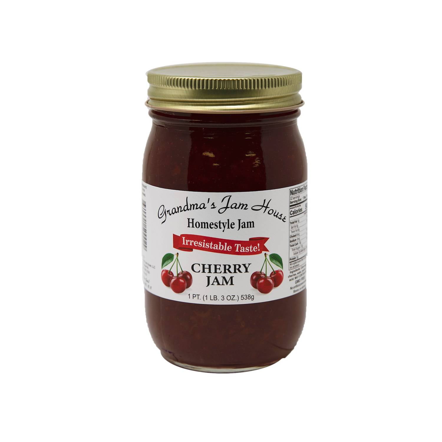 Grandma's Jam House USA Made Homestyle Cherry Jam, 19 oz, Fruit, Sugar ...