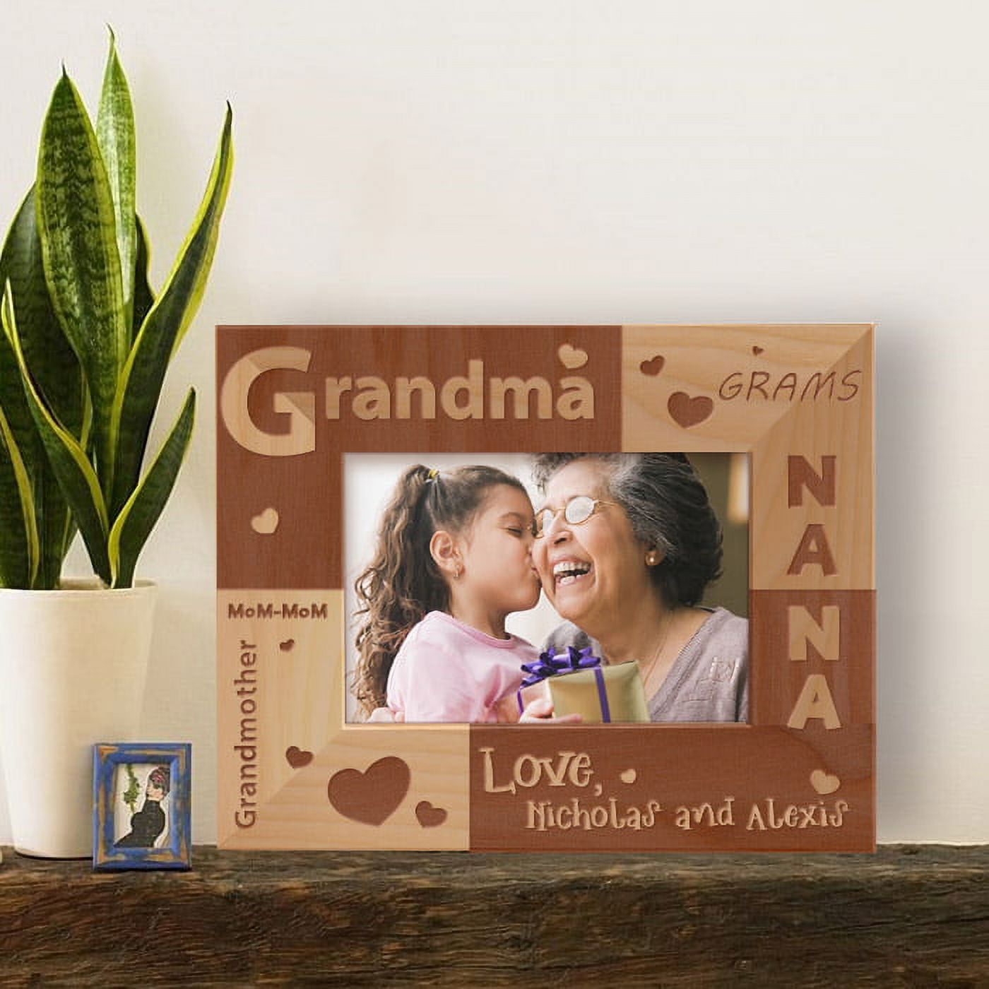 Grandma’s Love Personalized Wooden Picture Frame-5" x 3 1/2" Brown ...