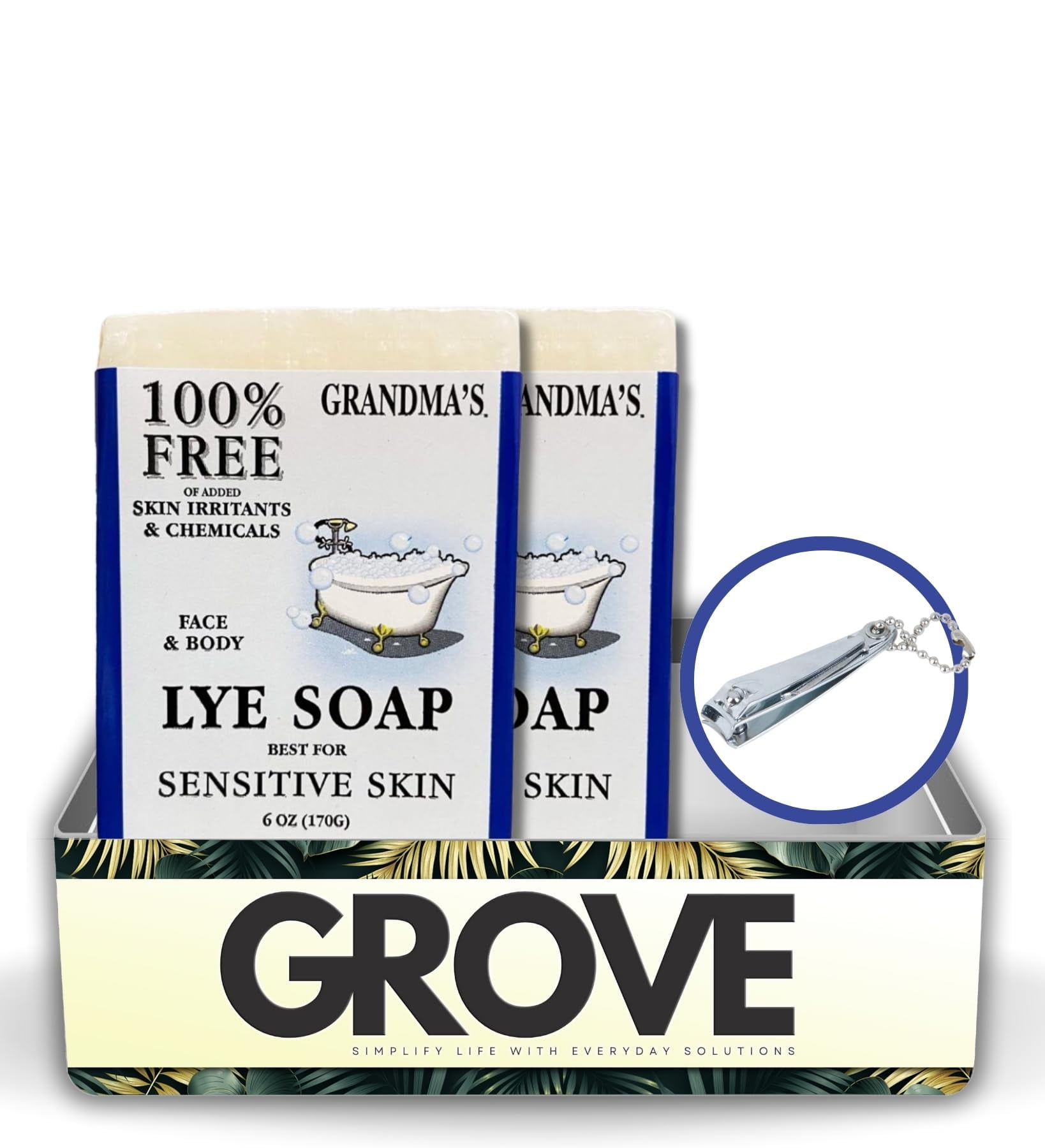 Grandma's Lye Bar Soap CCF19 6 oz Bundle Nail Clipper - Pure Lye Soap ...