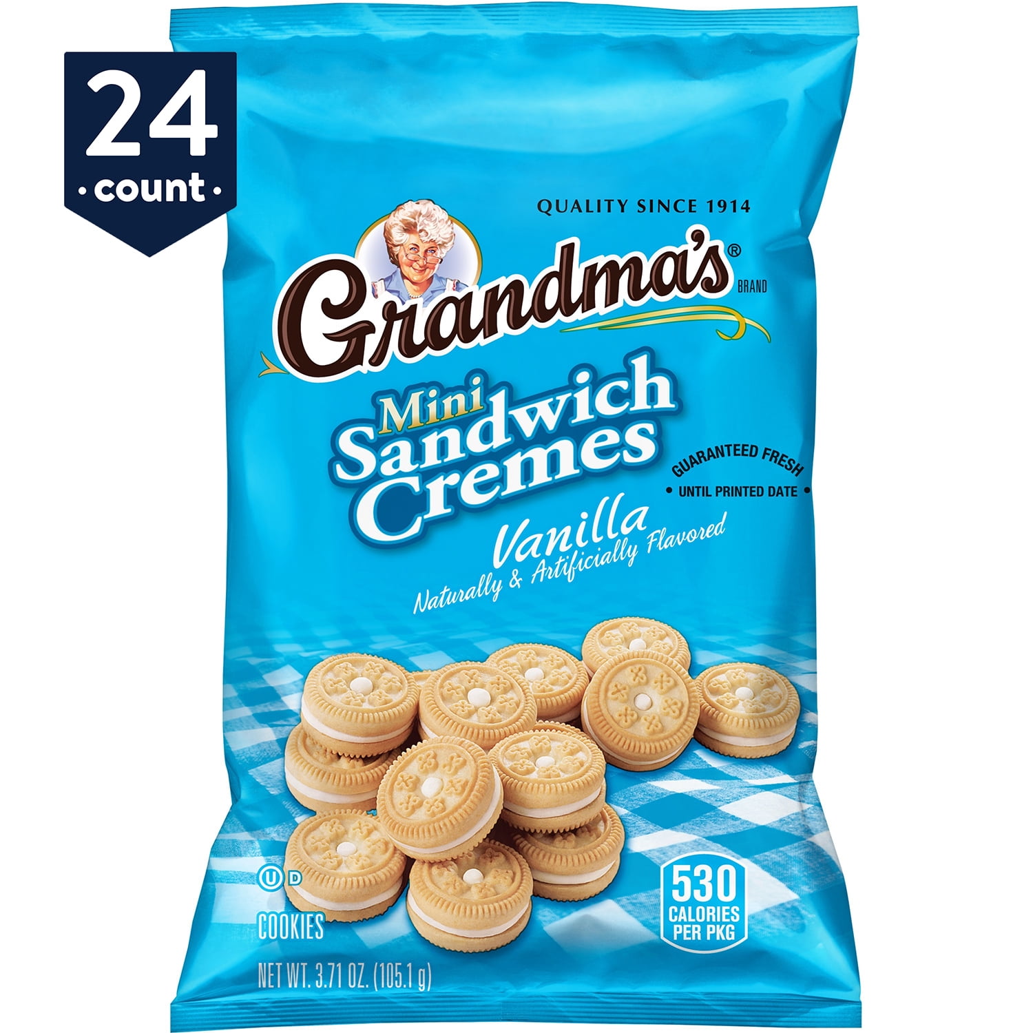 Grandma’s Mini Vanilla Sandwich Creme Cookies, Crispy Treats, 3.71oz Bag (24 Pack) (Packaging ...