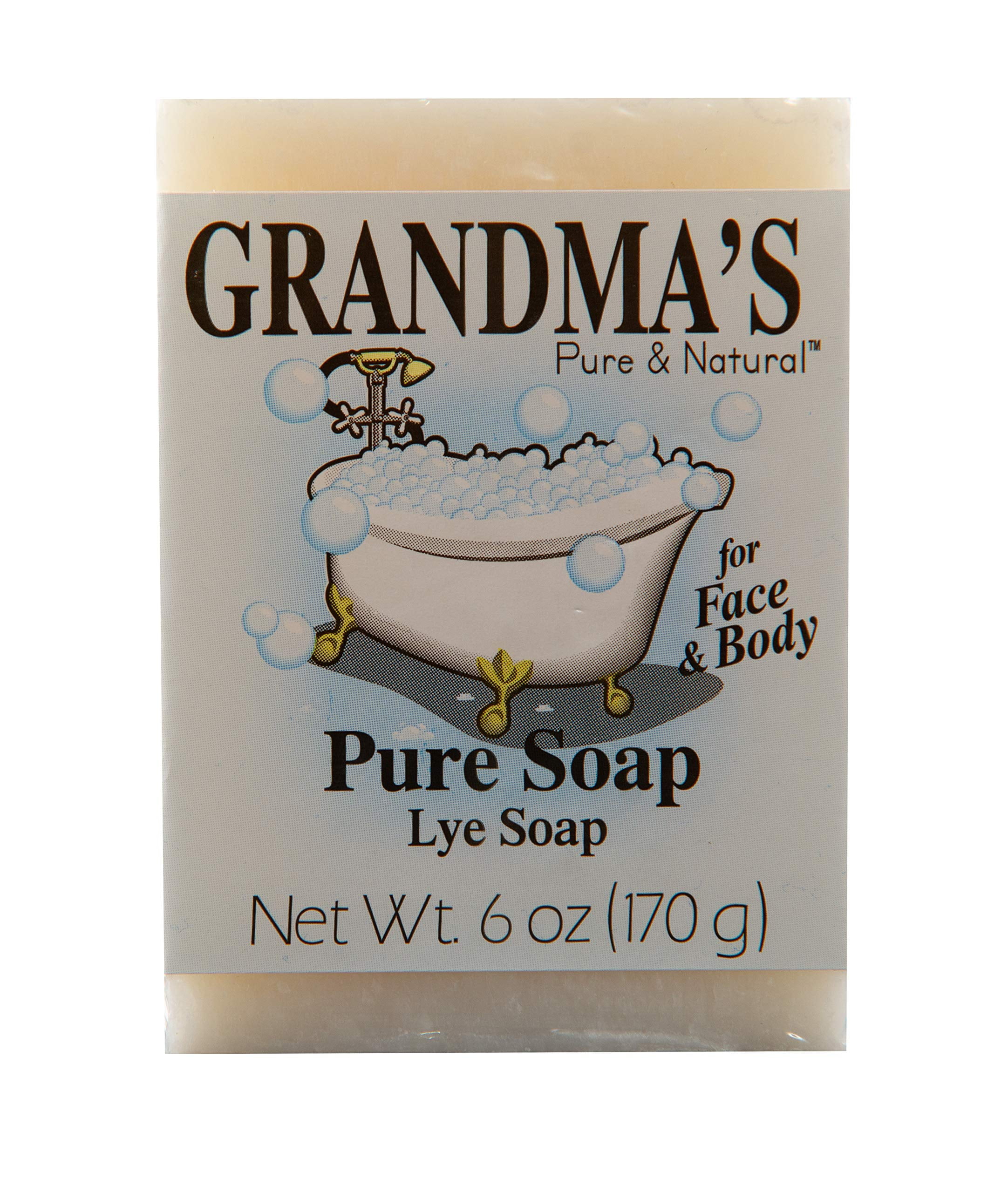 Grandma's Pure Lye Soap TGF4 Bar - Unscented Face & Body Wash Cleans ...