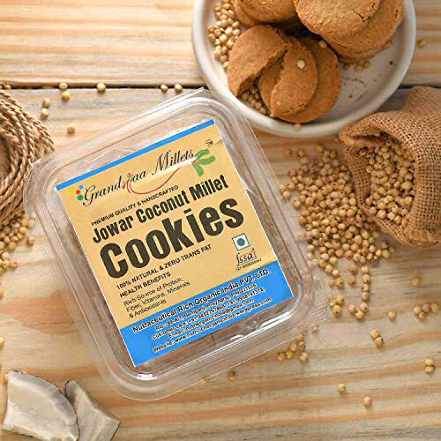 Grandmaa Millets Jowar Coconut Cookies, Natural Zero Trans Fat Cookies ...