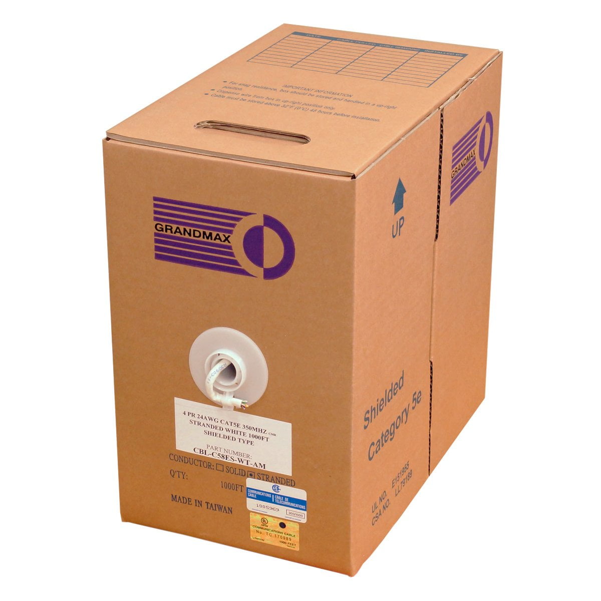Grandmax Cat5e 350MHz Shielded Stranded,1000',100% Copper Cable,White ...