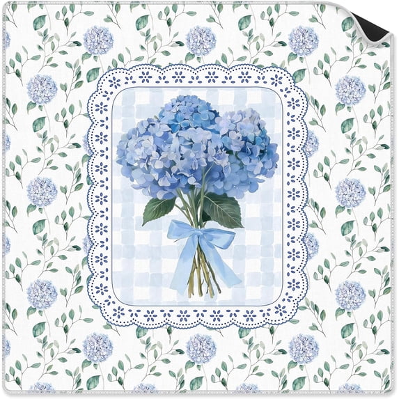 Grandmillennial Blue Hydrangea Mahjong Mat 31.5 x 31.5 Inch, Bow ...
