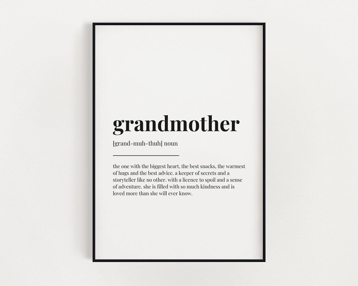 Grandmother Definition Print, Wall Art Print, Definition Print, Quote ...