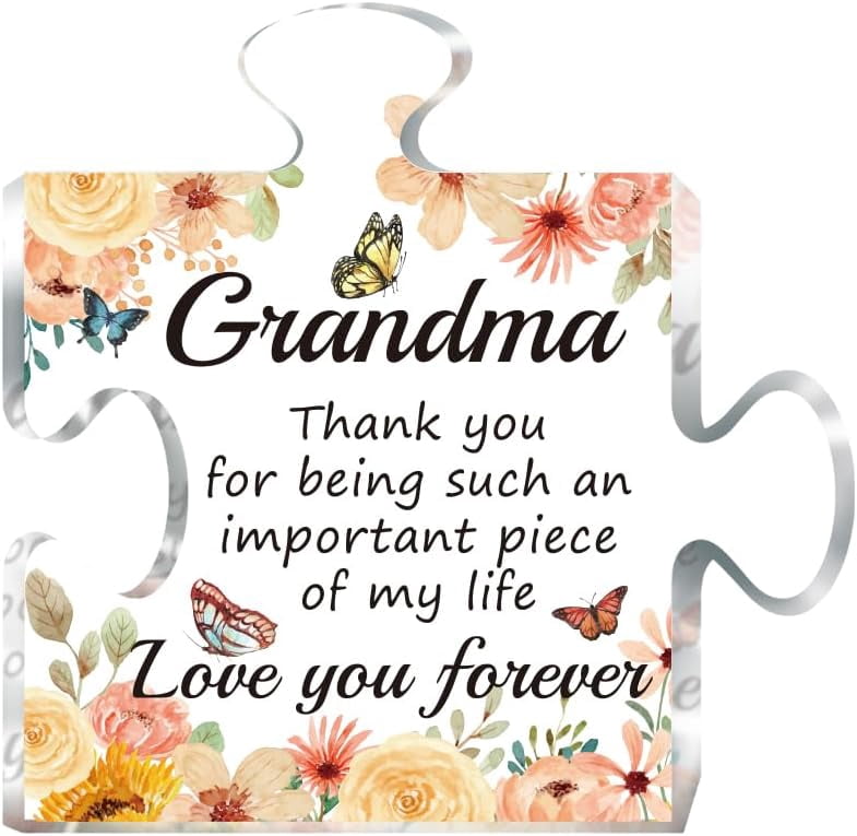 Grandmother Gifts Puzzle-Shaped Acrylic Plaque Grandma Birthday Desk ...