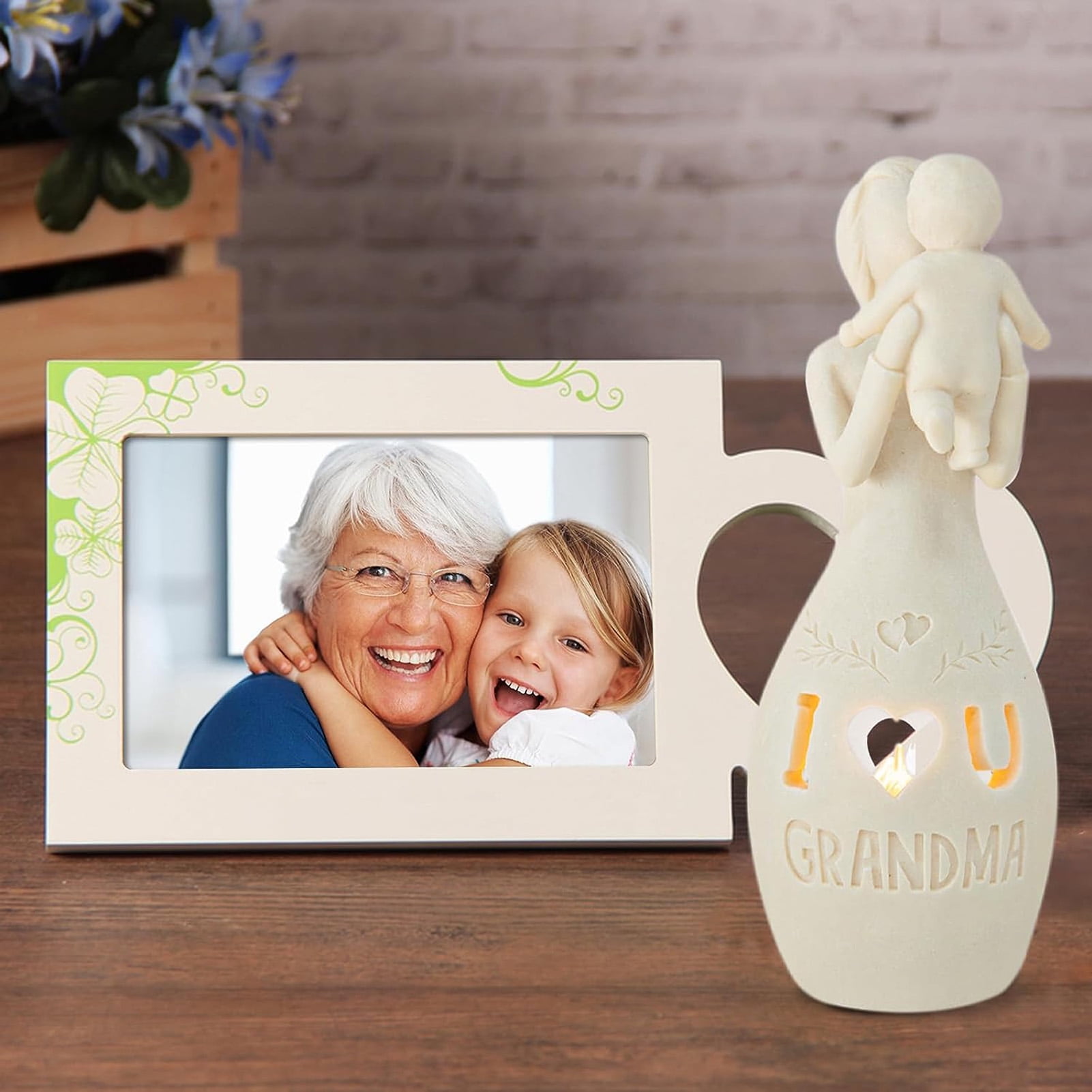 Grandmother & Grandchild Figurines Candle Holder Statue Birthday Gift ...