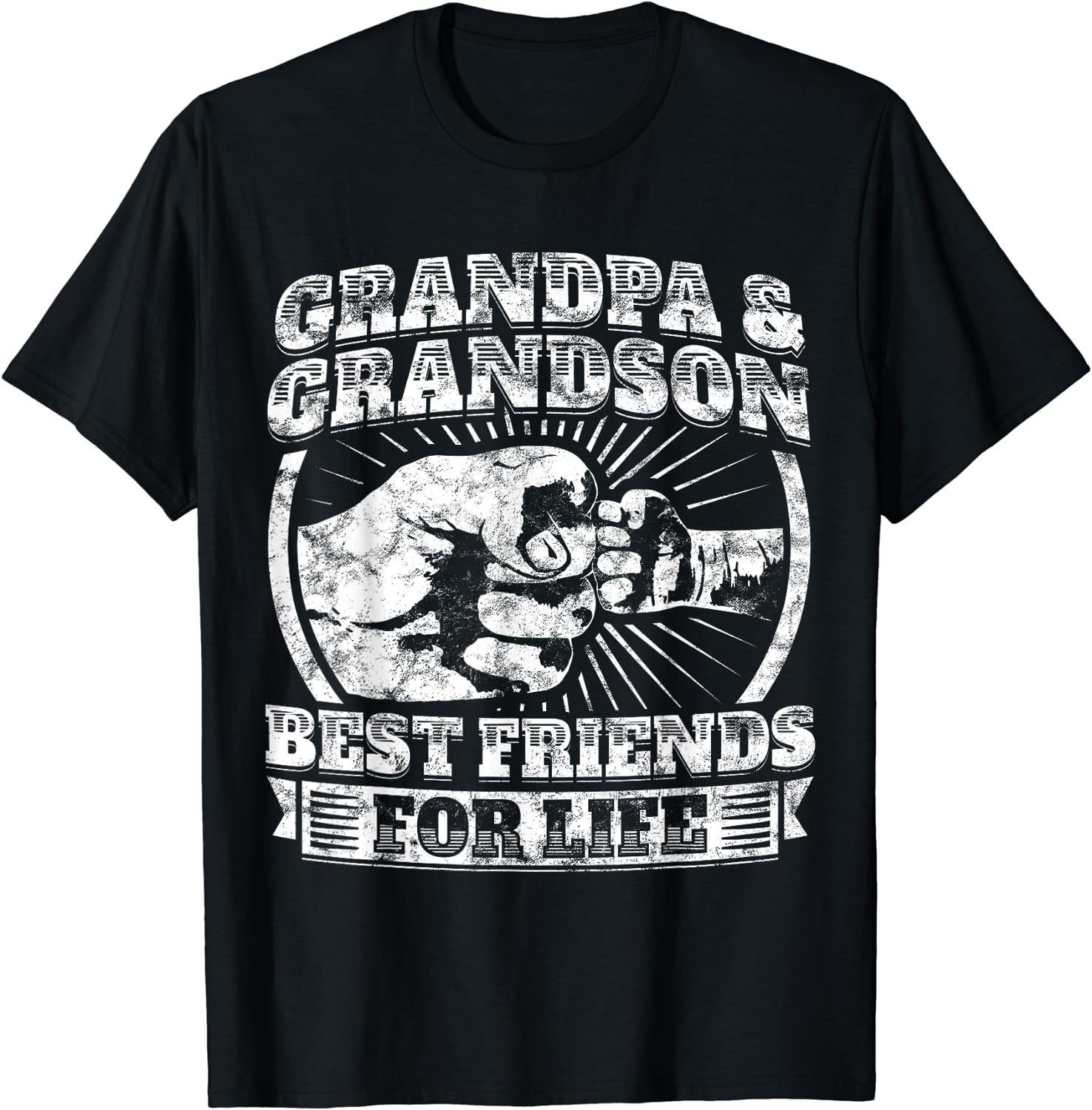 Grandpa And Grandson Gift Family Shirt Grandad Fist Bump Tee Black ...