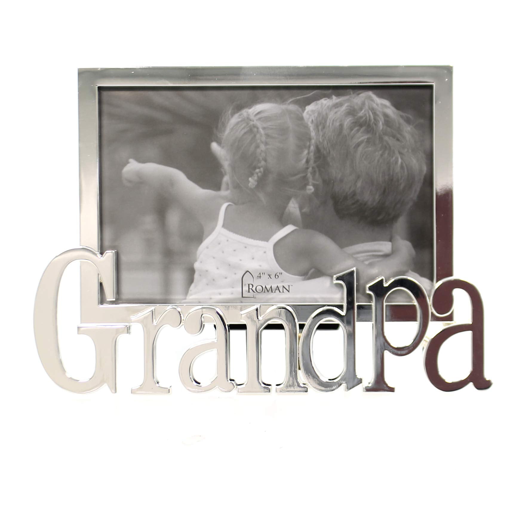 Grandpa Cutout Design Bright Polished Silver Tone 8 x 6 Zinc Alloy ...