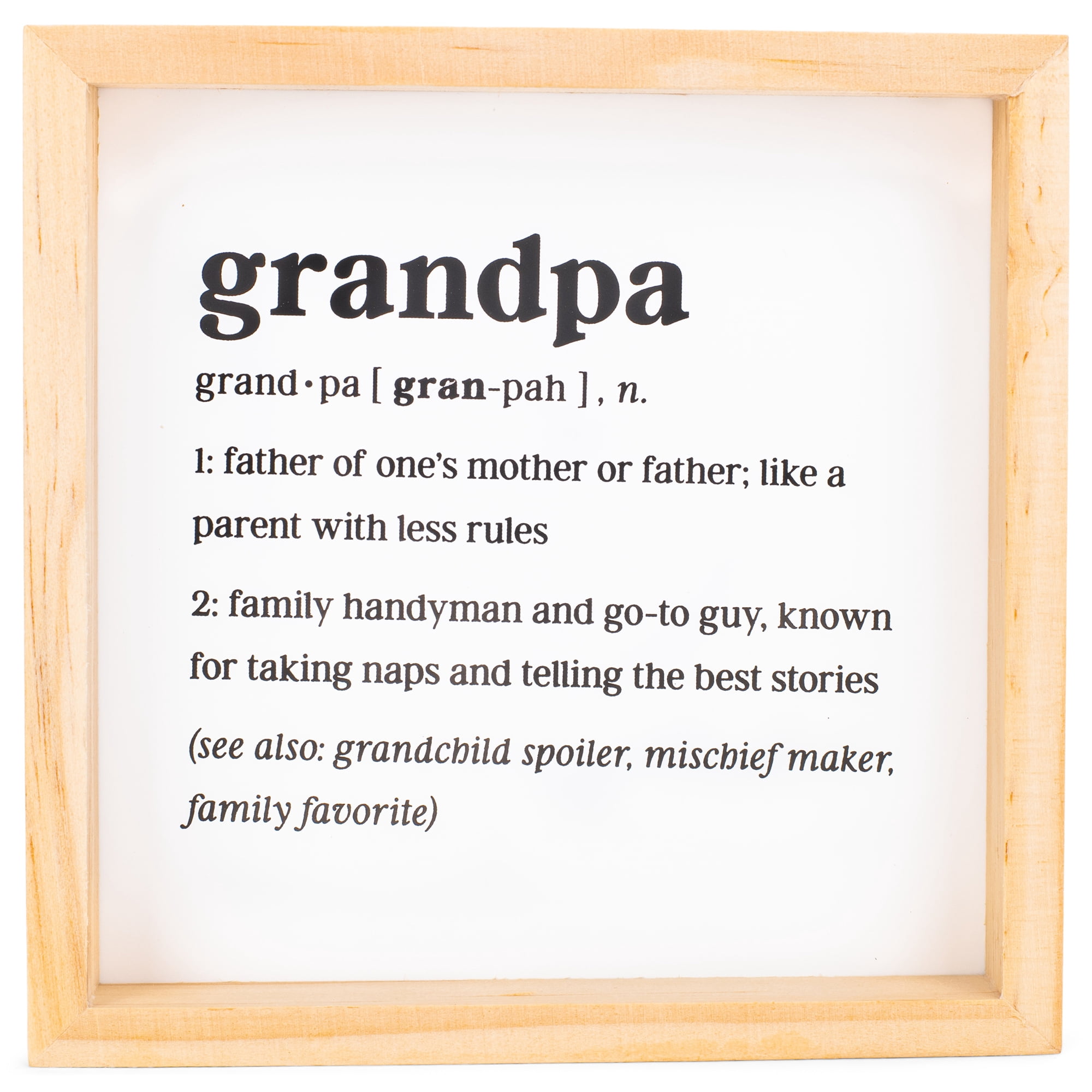 About Face Designs Grandpa Definition Black White 4 x 4 x 1.25 Wood ...