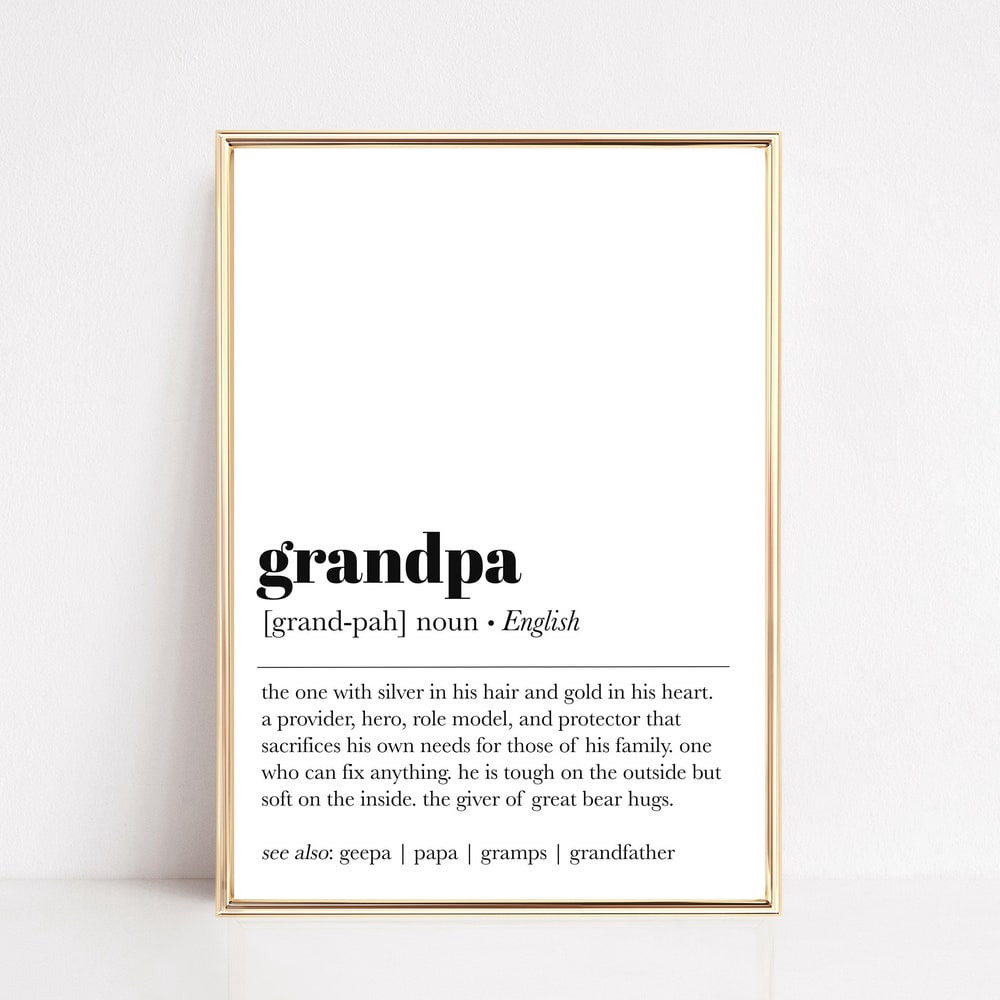 Grandpa Definition Print, Gift Grandpa, Grandfather Definition, Family ...