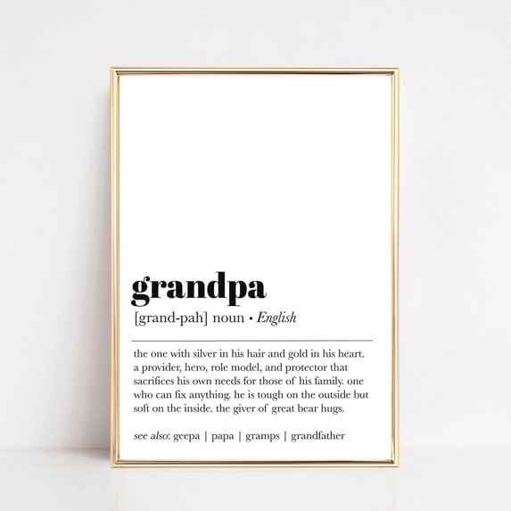 Grandpa Definition Print, Gift Grandpa, Grandfather Definition, Family ...