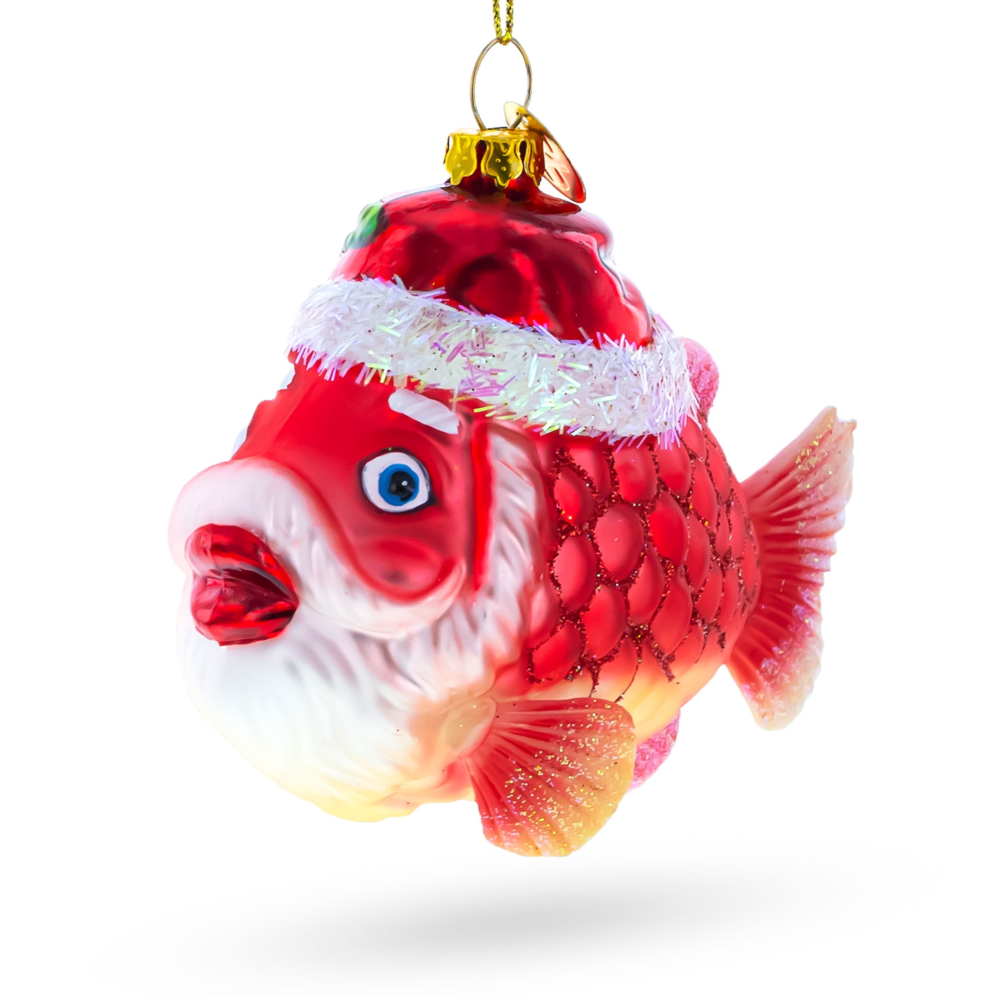Grandpa Fish in Santa Hat Glass Christmas Ornament - Walmart.com