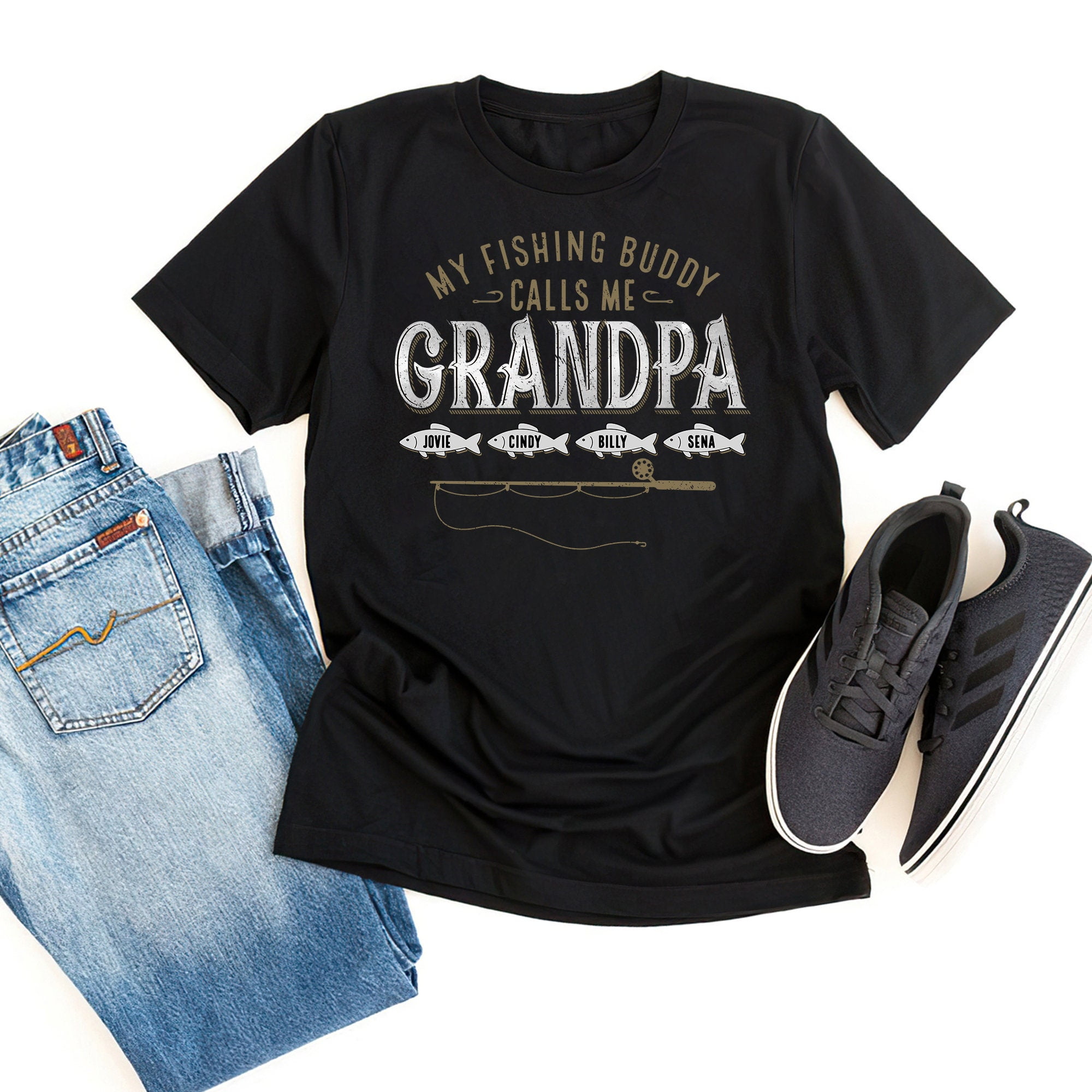 Grandpa Fishing Shirt, My Fishing Buddy Calls Me Grandpa, Fishing Lover ...