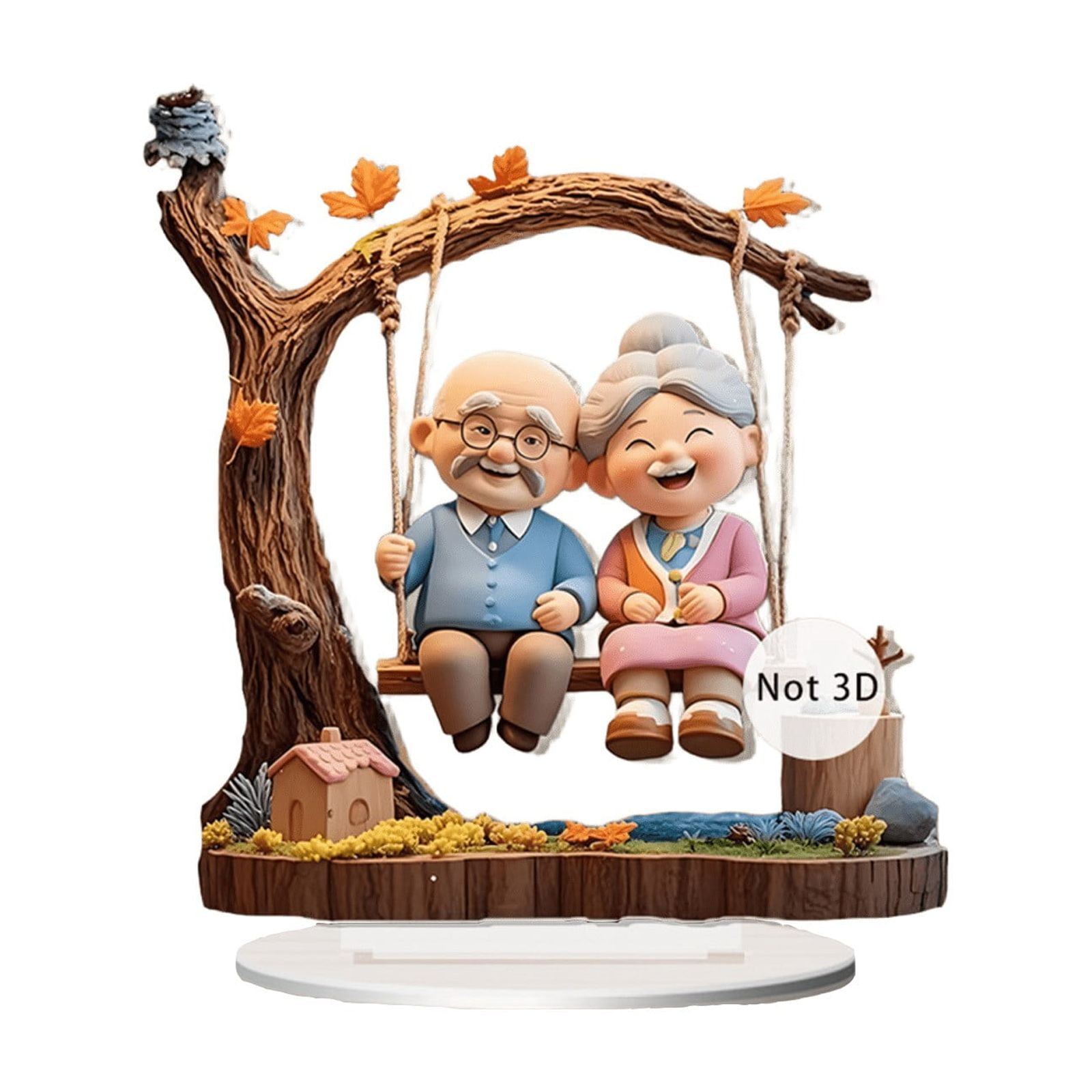 Grandpa And Grandma Accompany Each Other The Swings Warm Home ...
